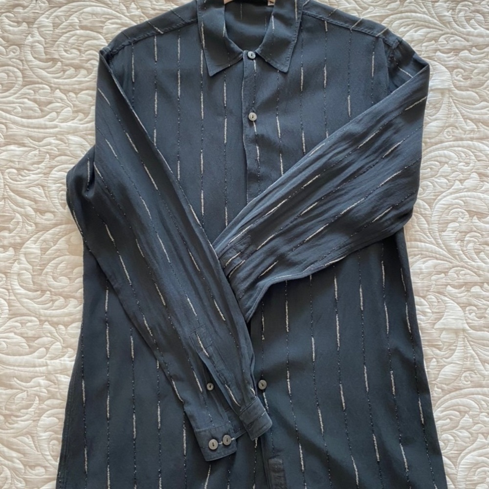 Versace, Men’s Black Shirt With Real Snake Skin Woven… - Gem